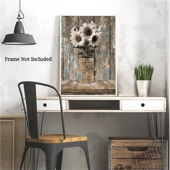 Wall Decor | Rustic Farmhouse Sunflowers Wall Art Flowers Painting ...